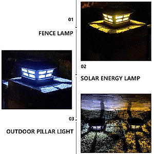 Uonlytech 1pc Solar Post Lamp Garden Fence Lights Stake Light Corridor Light Inground Light Pathway Post Lamp Garden Light Cap Lights Outdoor Solar Light Courtyard Lamp Lamps Plastic Square