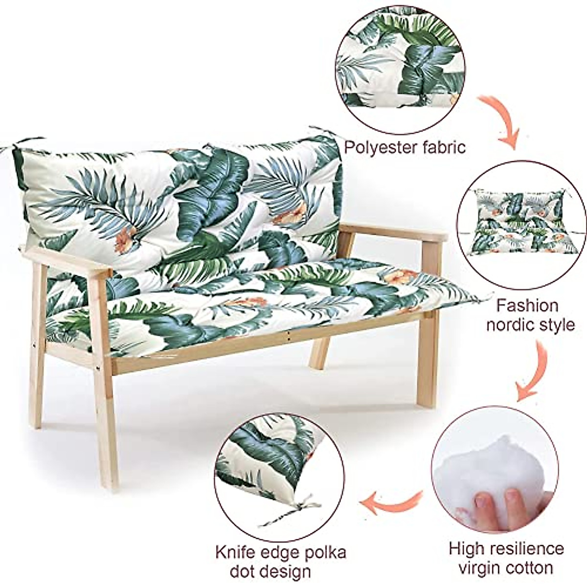 MASKMELLOW Swing Replacement Cushions with Backrest Outdoor Waterproof Overstuffed Bench Cushion 2-3 Seater for Garden Patio Furniture (Navy, 40 X 40 Inch)