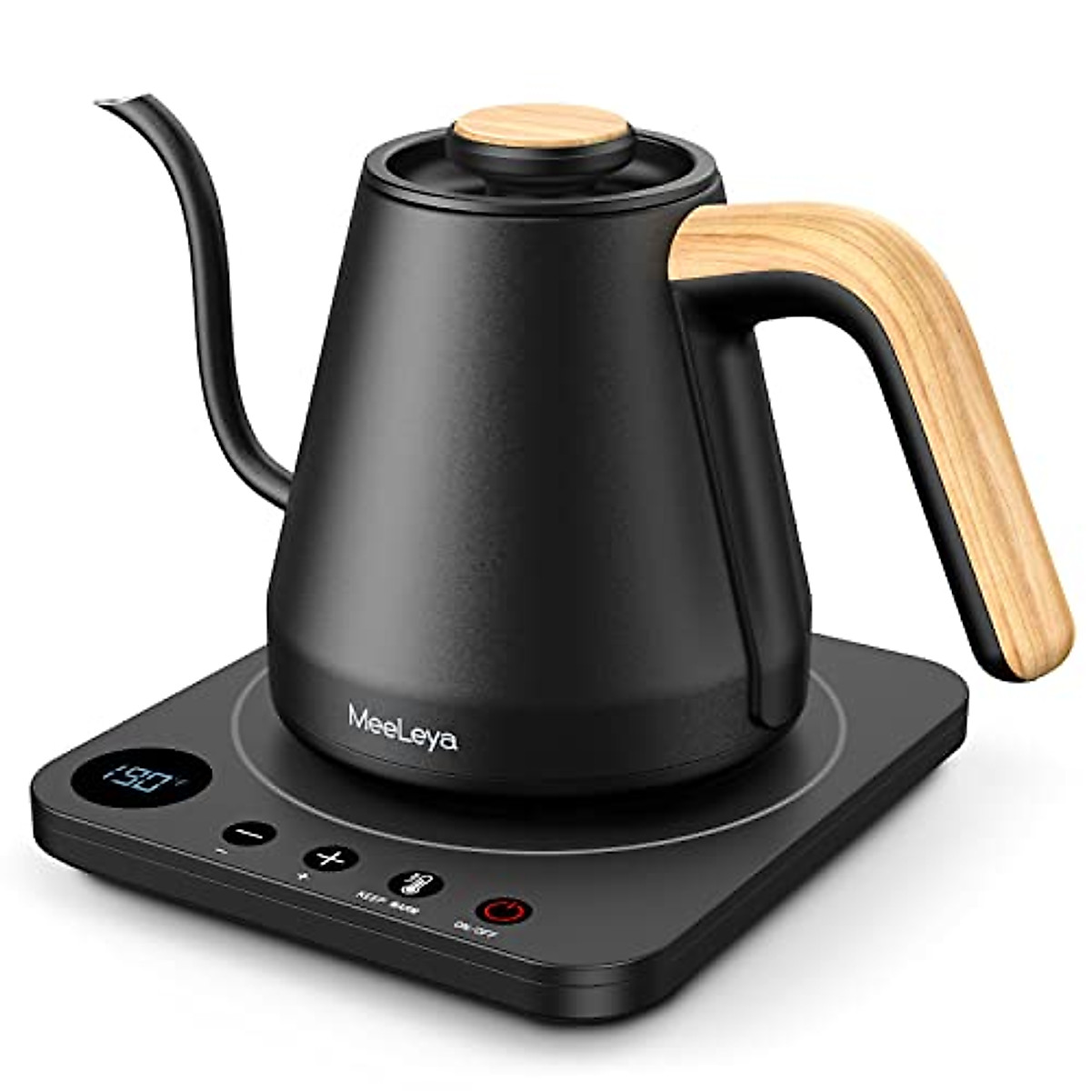 MeeLeya Electric Gooseneck Kettle with Variable Temperature Control, Pour Over Kettle for Coffee and Tea, Electric Kettle 1200 Watt, 0.8L (Black)