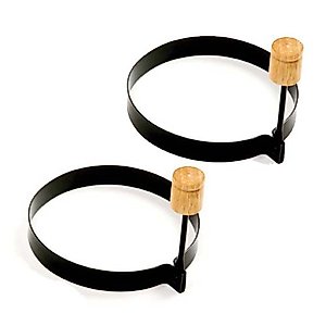 Norpro Nonstick Round Pancake Egg Rings, Set of 2,Black
