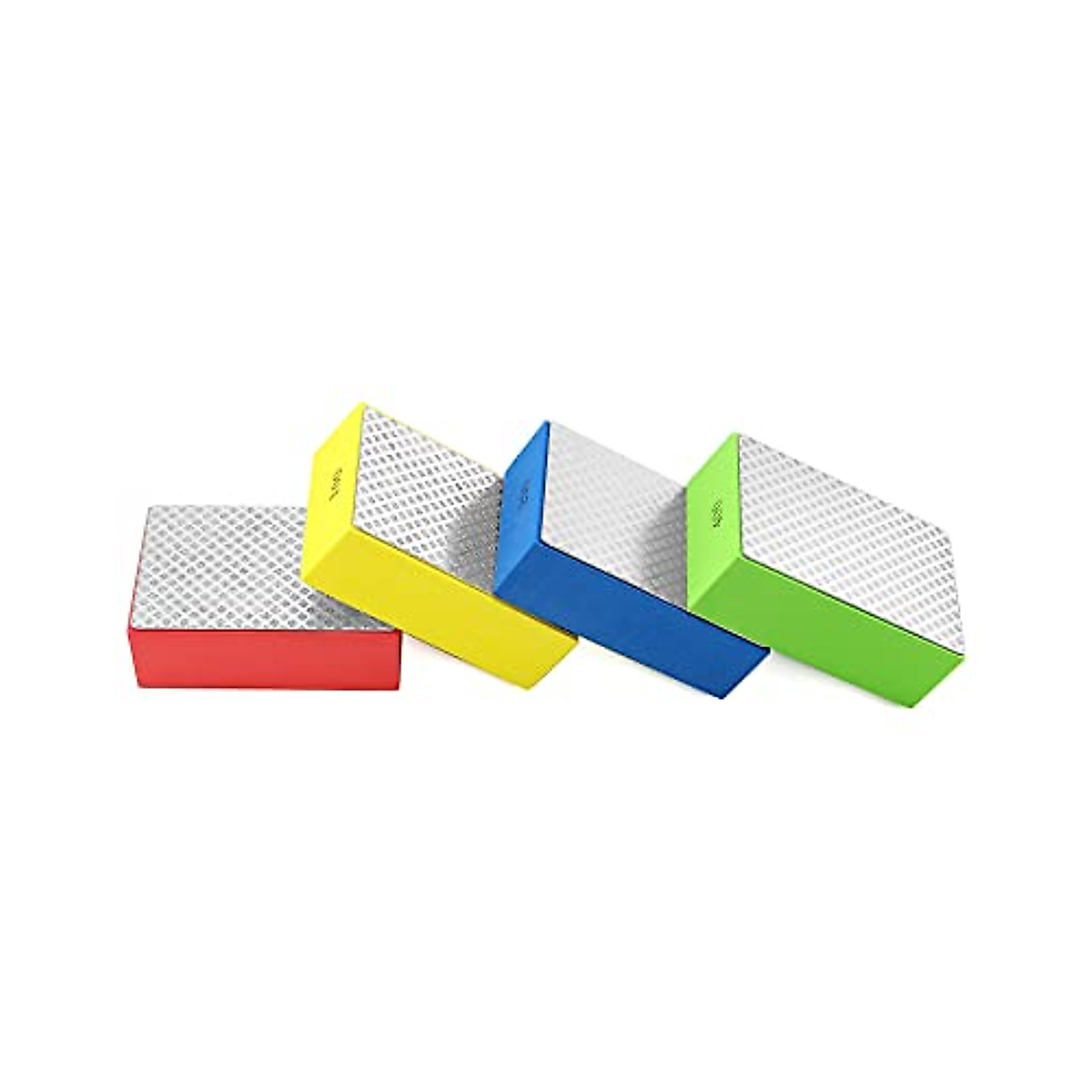 QWORK Diamond Hand Polishing Pads, 4 Pack Grid Sharp Sanding Block Kit, 60#,100#,200#,400# Diamond Hand Polishing Pads for Stone, Glass Granite Marble Concrete Stone Sanding and Polishing