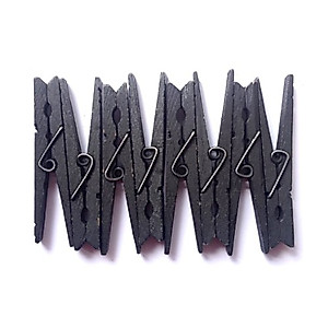 LWR CRAFTS Wooden Large Clothespins 3-5/16" 8.4cm 30 Pieces Per Pack (Black)