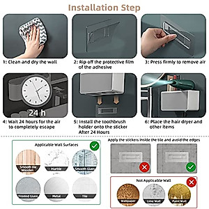 Hair Dryer Holder Wall Mounted, Self Adhesive Blow Dryer Holder for Bathroom, New Upgrade Hanging Hair Dryer Hair Tool Organizer Rack with Storage Compartment for Most Hair Dryers（Black）