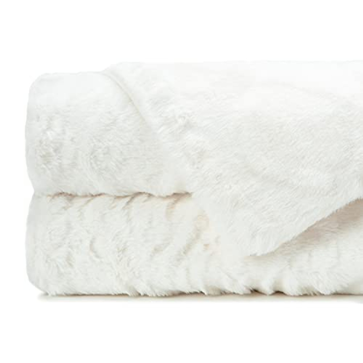 Chanasya Cable Knit Embossed Faux Fur Throw Blanket - Reverse Mink Modern, Comteporary, Elegant, Super Soft, Warm and Cozy for Bed, Couch, Living Room and Bedroom Home Décor (50x65 Inches) White