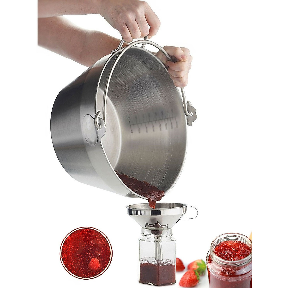 Jam Making Maslin Pan Stainless Steel Preserve Pot & Handle Bucket,Camping Pan (9L-9QT)