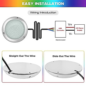 HUSUKU RS8 RGB 15000LM Underwater Marine Light for Boat, 7 Inch, 93LED DC 12V, All-metal body, IP68, Color Change LED Boat Light for Yacht Boat Transom Fishing Dock Pontoon