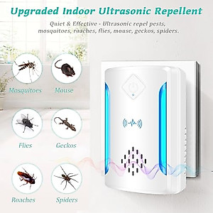 6 Packs Ultrasonic Pest & Insect Repeller, Upgraded Indoor Ultrasonic Repellent for Mosquitoes, Roaches, Flies, Mouse, Geckos, Spiders, Electronic Plug in Pest Control, 2 Mode Switching