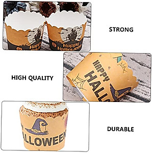 DOITOOL 100pcs Halloween Muffin Cups Mini Cakes Thickening Mousse Mini Cake Boxes Halloween Cupcake Decor Paper Cupcake Wrappers Halloween Cupcake Wrapper Cake Packing Cup Baking Cups Hard