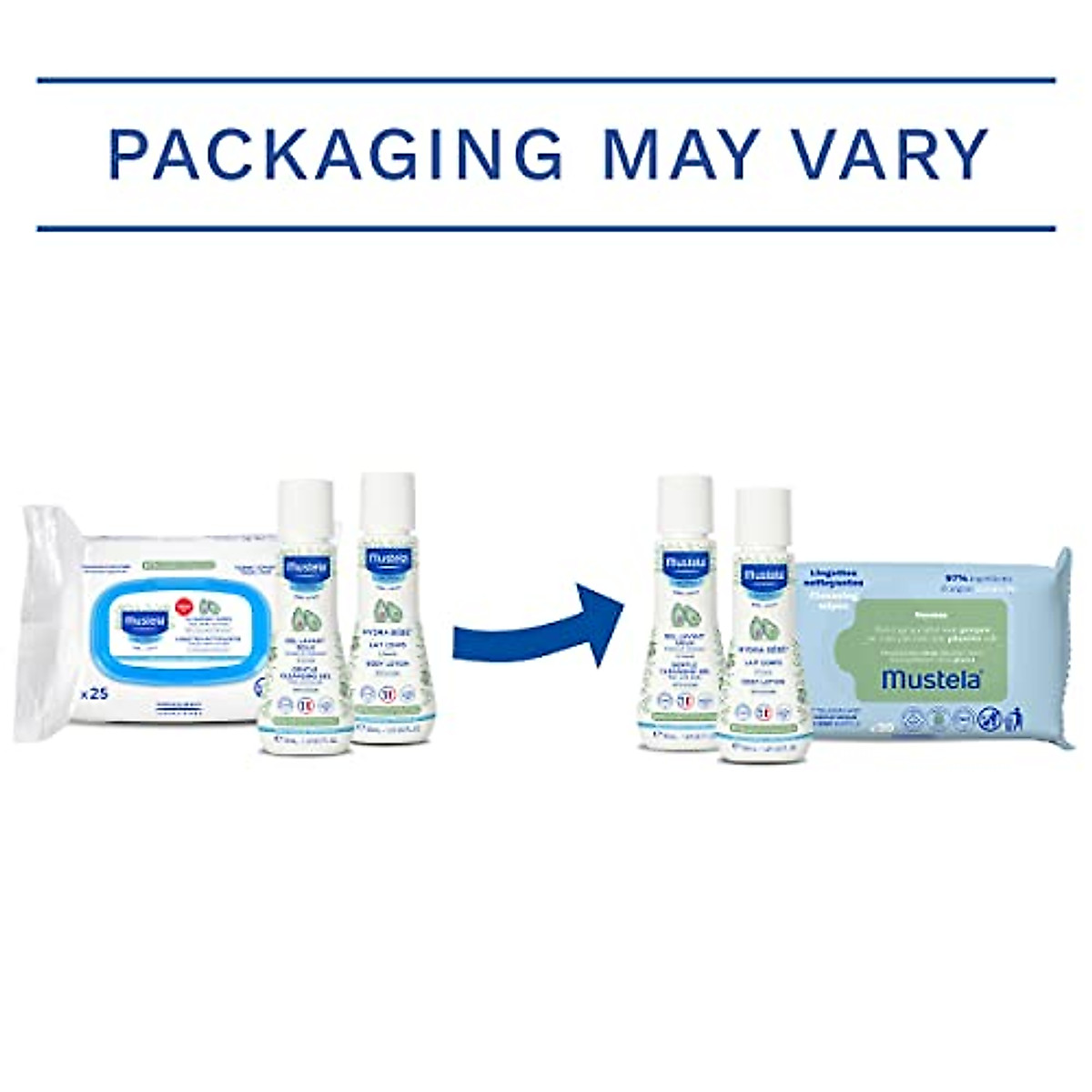 Mustela Bebe On-The-Go Travel Set - Baby Skin Care & Bath Time Gift Set - Natural & Plant-Based - 3 Items Set - Packaging may vary