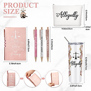 Domensi 6 Pcs Funny Allegedly Lawyer Gifts Judge Gift Lawyer Appreciation Day Gift 20 oz Marble Sign Tumbler Makeup Bag Notepad Ballpoints for Law Paralegal School College Teacher(Pink)