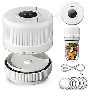 Electric Mason Jar Vacuum Sealer-Mason Jar Vacuum Sealer Kit for Food Storage Compatible Wide & Regular Mouth Mason lids- Canning Vacuum Sealer Mason Jar with LED Display -White