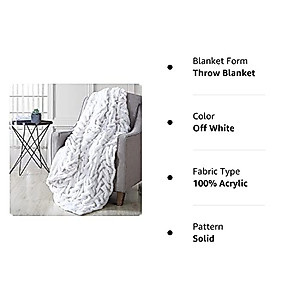 Modern Threads Luxury Solid Braided Faux Fur Reverse to Flannel Throw Blanket, Off White - 50" x 60"
