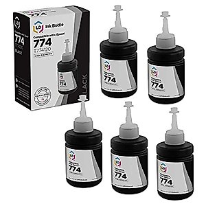 LD Compatible Ink Bottle Replacement for Epson 774 T774120 High Capacity (Black, 5-Pack)
