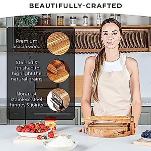 Acacia Wood Tortilla Press Round 10" - Ideal for Tortillas, Roti, Pizza and Quesadillas - Tortilla maker press, Pizza dough press, Roti maker, Quesadilla maker - Durable, Ergonomic and Easy to use