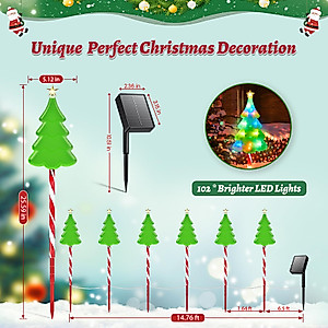 Christmas Decorations Outside Solar Christmas Tree Candy Cane Stake Lights, KOOPER 6 Pack Brighter 102 LED Solar Christmas Pathway Lights Outdoor, 8 Modes Outdoor Christmas Decoration for Xmas Decor