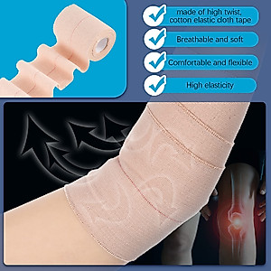 3 Rolls Adhesive Elastic Tape Bandage Wrap Vet Self Adhesive Flexible Stretch Bandages for Sports, Ankle, Knee, Wrist, Body, Sprains Horse and Animal, 1 Inch x 5 Yard, 3 Inch x 5 Yard, 4 Inch x 5 Yard