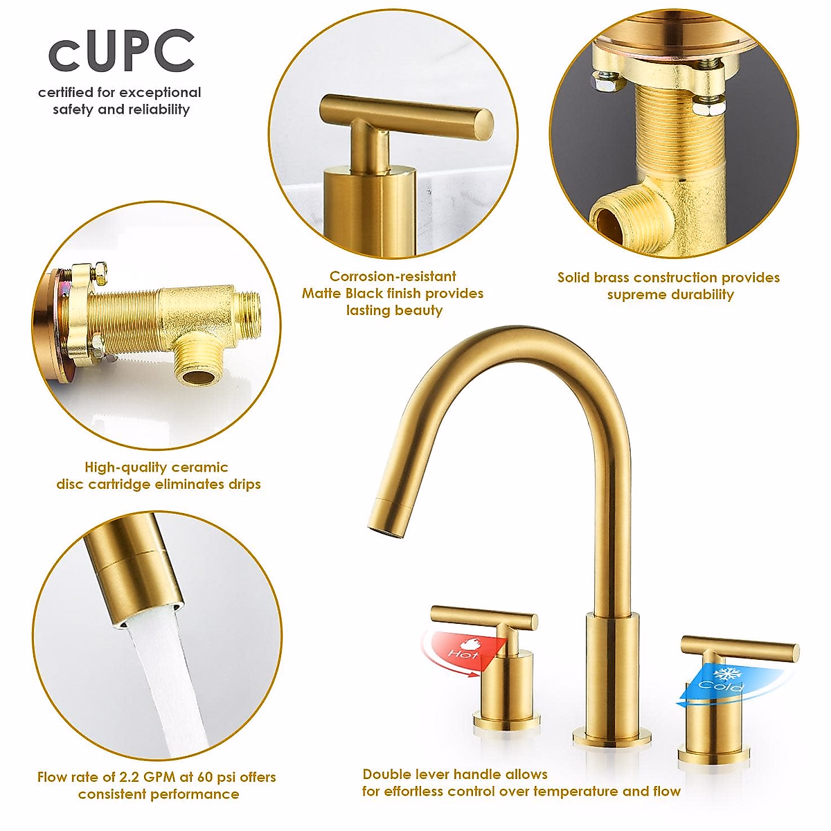 Balen 8. in Widespread 2-Handle Bathroom High-Arc Faucet in Matte Black