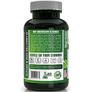 ZYY Pure Magnesium Glycinate Capsules 1000mg Maximum Strength, Chelated for High Absorption Magnesium Supplement for Sleep, Muscle, Brain, Bone and Heart Health, 3rd Party Tested, 180 Capsules