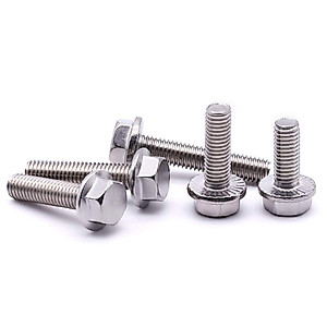 M8-1.25 x 40mm Stainless Steel Serrated Flanged Hex Head Bolts, 304 Stainless Steel 18-8 Flanged Hexagon Head Screws, Full Thread, Coarse Thread UNC, 15 PCS
