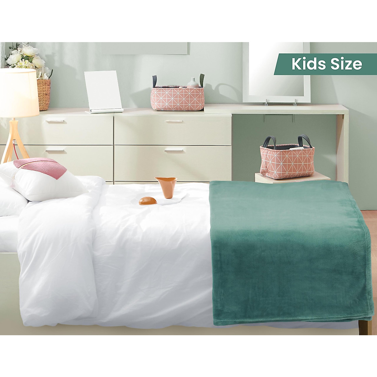 Utopia Bedding Fleece Blanket Kids Size Celadon 300GSM Luxury Blanket for Couch Sofa Bed Anti-Static Fuzzy Soft Blanket Microfiber (43x55 Inches)