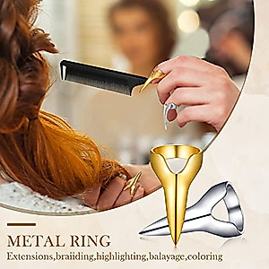9 Pieces Metal Hair Parting Rings and pinky Selecting Tools Retro Nail Finger with Steel Comb Pointed Styling Combs for Hair stitch Braiding Curling Extension Halloween Cosplay(Gold, Silver)