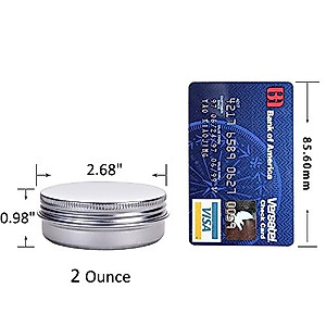 YQ 2 Oz Aluminum Tins Cans 28 Pack Round Storage Jars Containers Screw Lids Metal Tins Travel Tins Cosmetic Refillable Containers(Silver)
