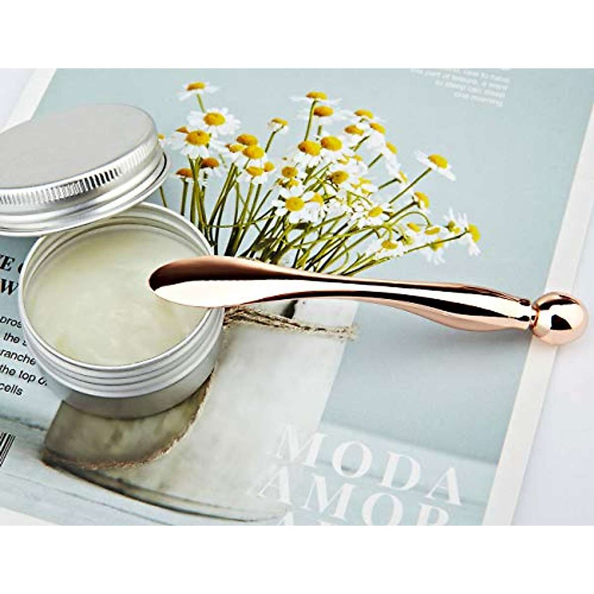 Lisapack 2PCS Metal Eye Cream Applicator Wand Stick, Massager Tool for Facial Massage, Reduce Puffiness (Rose Gold)