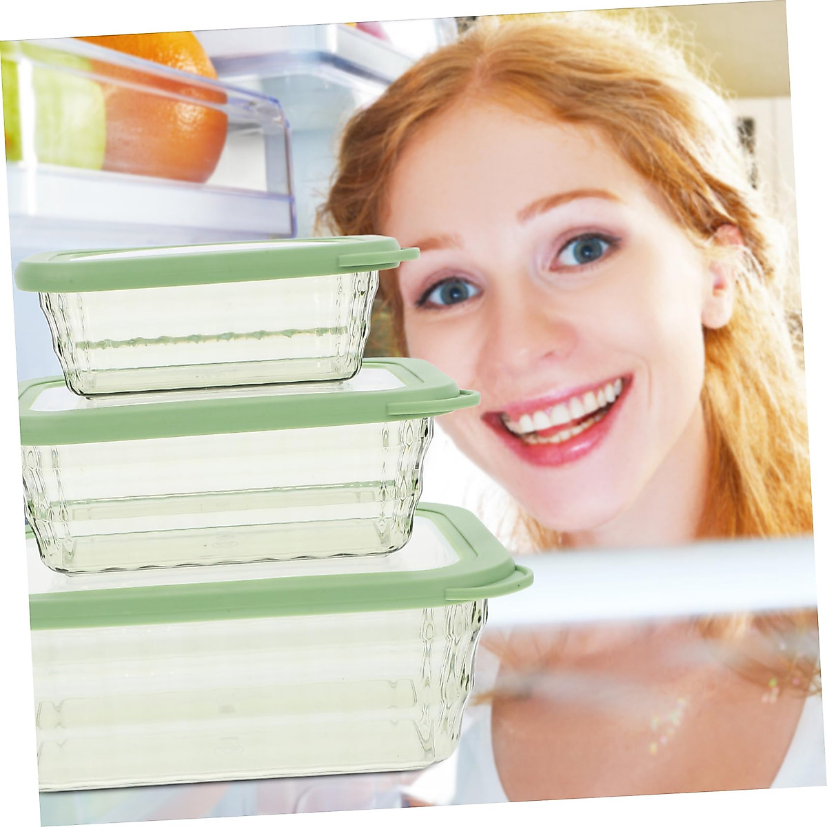 ULTECHNOVO 6 Pcs Kitchen Storage Box Fruit Food Container Stackable Fridge Drawer Grain Storage Case Candy Nuts Container Food Organizer Rifgerator Organizer Bins Snack Storage Case Pp