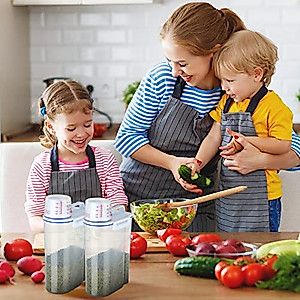 8 Pcs Cereal Rice Storage Container Set 5.5 Lbs Clear Airtight Dry Food Container Plastic Cereal Dispenser with Measuring Cup for Kitchen Flour Grain Pasta Pantry Organization Oatmeal, Red and Blue