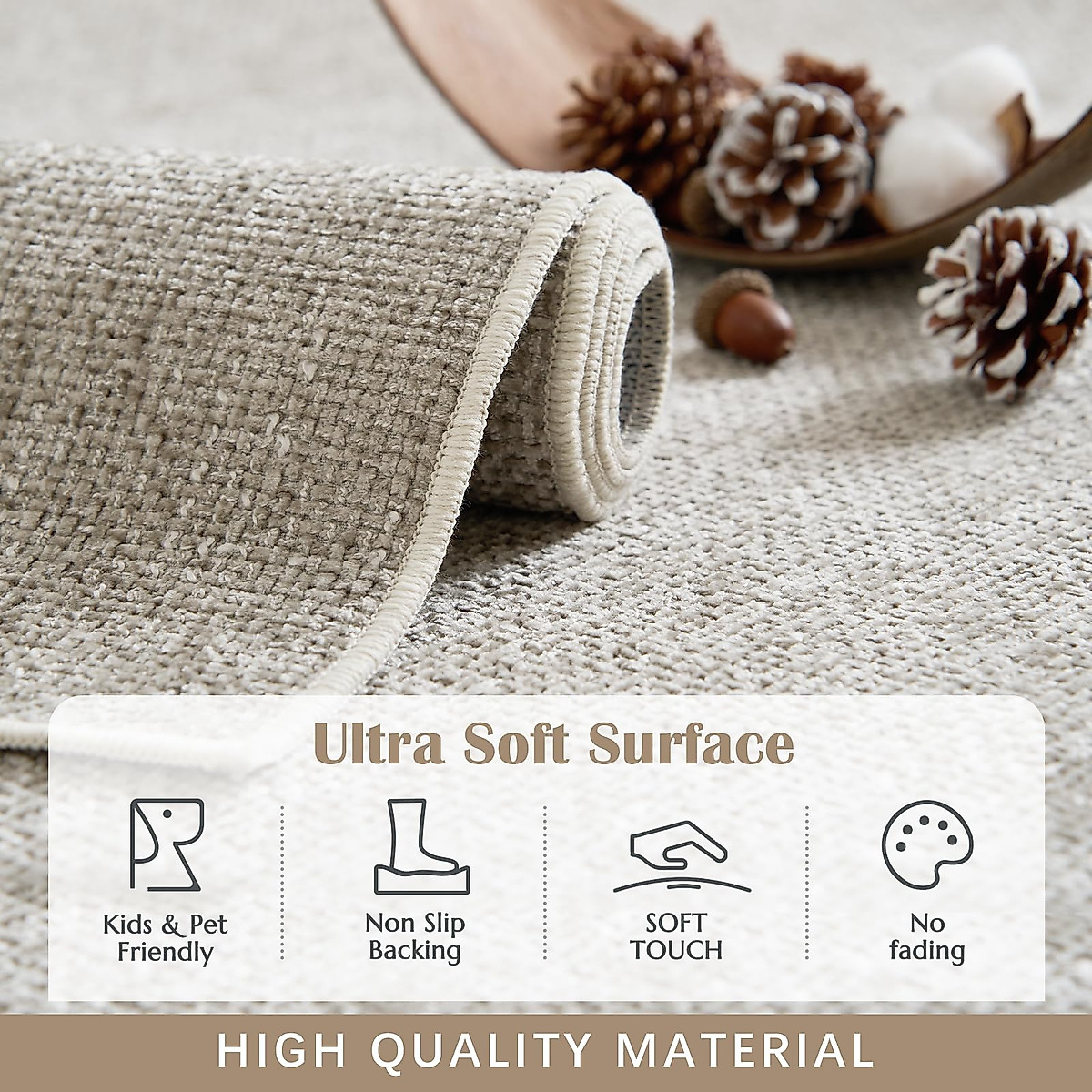 jinchan Modern Area Rug 2x3 Washable Rug Indoor Entryway Doormat Grid Accent Rug Kitchen Rug Geometric Contemporary Rug Non Slip Carpet Soft Rug for Living Room Bedroom Bathroom Home Office Taupe