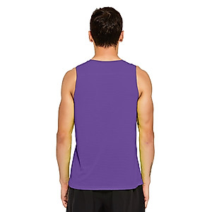DEMOZU Men's Neon Running Athletic Workout Tank Top Quick Dry Swim Beach Pool Gym Tank Top Sleeveless Muscle Shirts, Purple, L
