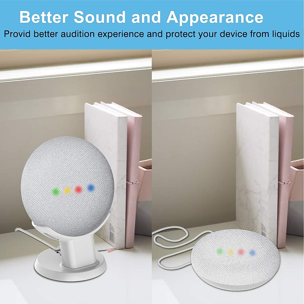 SPORTLINK Pedestal for Nest Mini (2nd Gen) and Google Home Mini (1st Generation) Improves Sound Visibility and Appearance - A Must Have Mount Holder Stand for Nest Mini (2nd Gen)/ Home Mini (2pack)