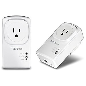 TRENDnet Powerline 500 AV Nano Adapter Kit with Built-in Outlet, Power Outlet Pass-Through, Includes 2 x TPL-407E Adapters, Plug & Play, Ideal for Smart TVs, Gaming, White, TPL-407E2K