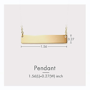 Caramel Sweet Life Personalized Stainless Steel Horizontal Bar Necklace Pendant 5 Colors with Chain (Golden)