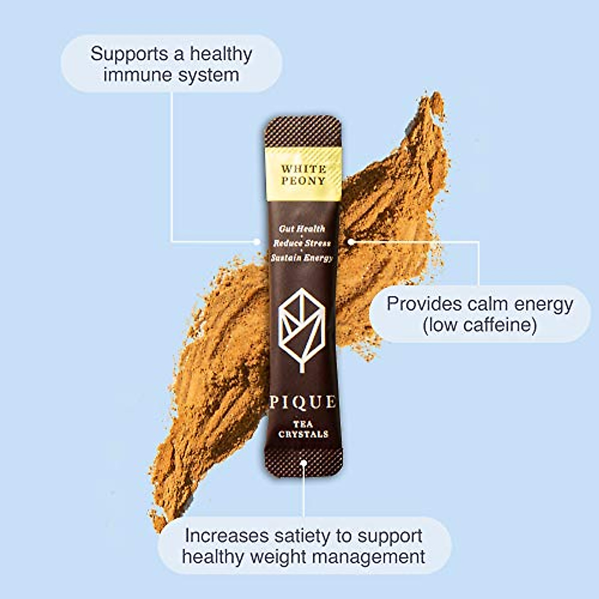 Pique Organic White Peony Tea Crystals - Antioxidants for Radiant Skin, Immune Support, Fujian Chinese Caffeinated Tea - 14 Single Serve Sticks (Pack of 1)