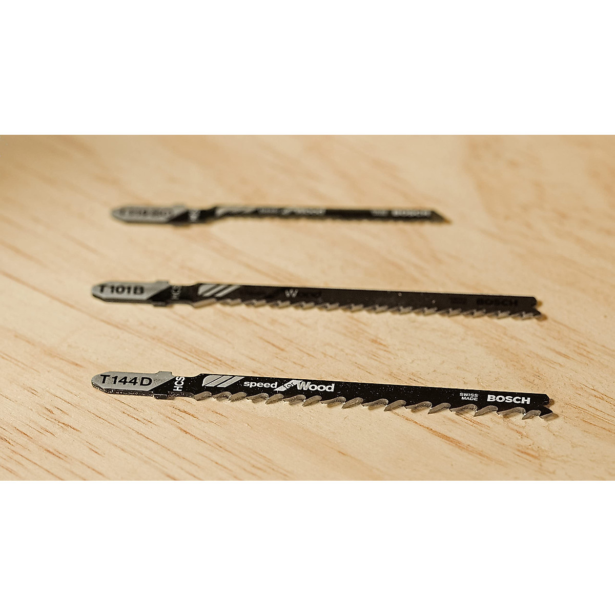 BOSCH T144D 5-Piece 4 In.6 TPI Speed for Wood T-Shank Jig Saw Blades