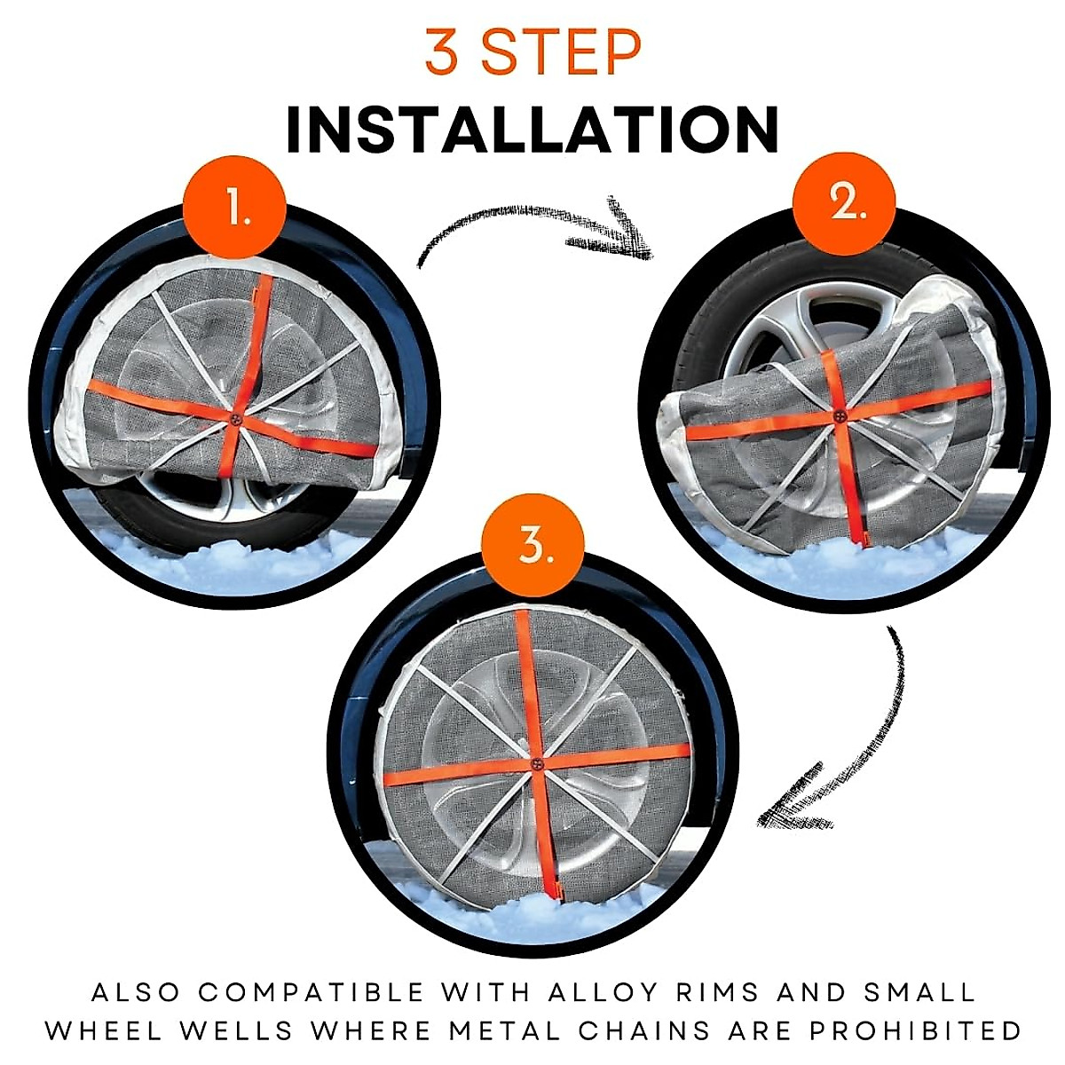 AutoSock for Passenger Vehicles HP645, Snow Socks for Tires, Pack of 2