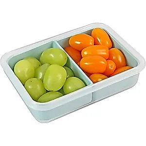 carrotez Food Storage Containers 2 Compartment, Meal Prep Container, Lunch Containers, Portion Control Container, BPA Free, Airtight Lids, Reusable, Snack Containers, 2 Cup (480ml)