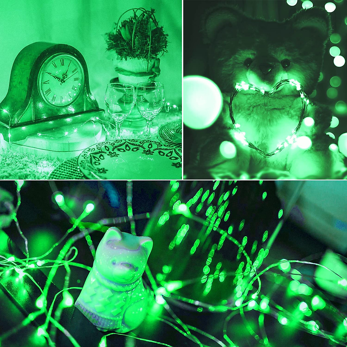 Solar String Lights Outdoor Green, 2 Pack 100LED Christmas Lights Waterproof Fairy Lights for Bedroom, Garden, Yard, Patio, Xmas Tree, St. Patrick's Day Decor-Green
