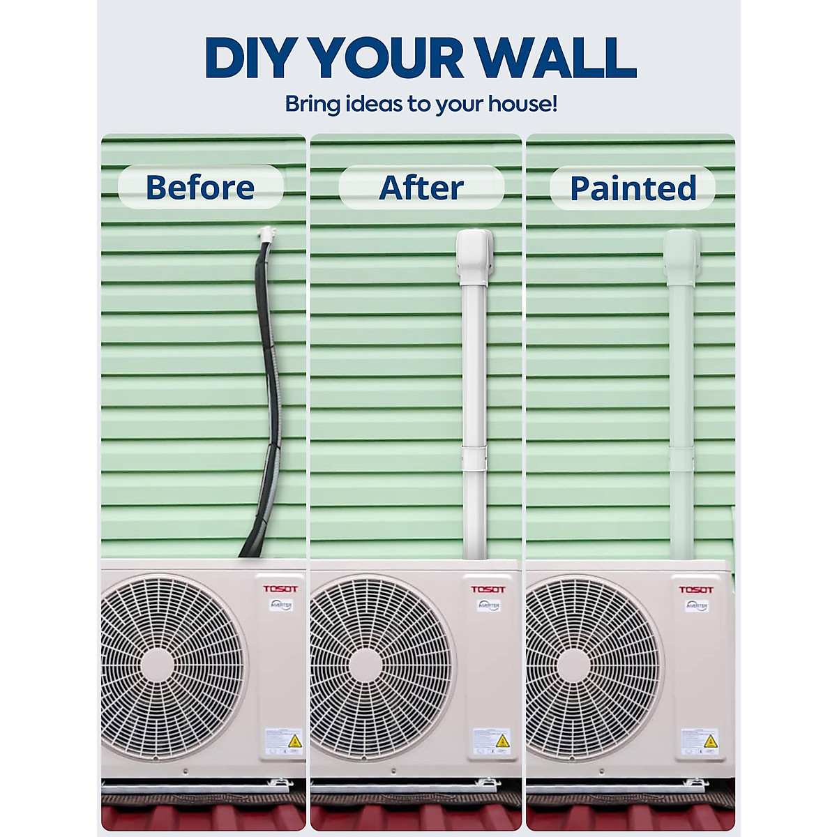 Nouscan 3" Entry Wall Cover, Upgrade PP Heat-Resistant, Paintable Decorative Entry Cover Line Set Kit Parts Accessories, for Mini Split Air Conditioners, AC, HAVC and Heat Pumps