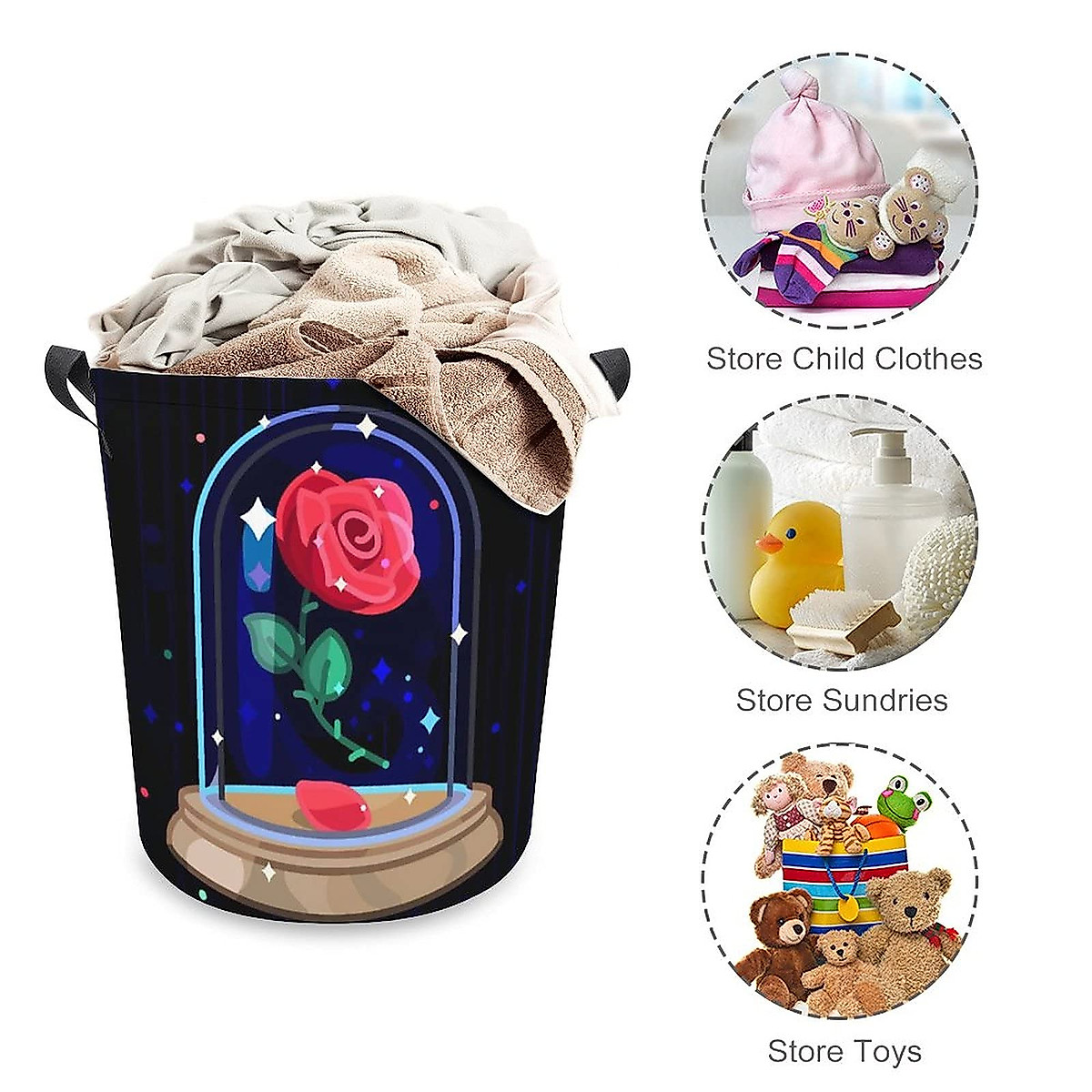 Beauty And Beast Foldable Laundry Basket Hamper Storage Organizer For Clothes Toy Collection