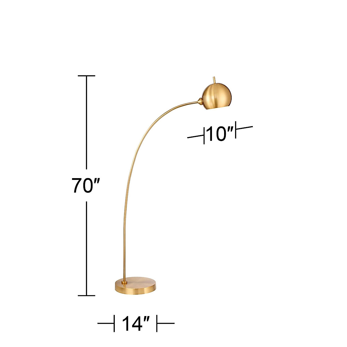 Possini Euro Design Capra Modern Chairside Arched Lamp Floor Standing 70" Tall Antique Brass Gold Swivel Head Bright Lighting Decor for Living Room Task Reading House Bedroom Home