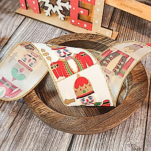 CT CRAFT LLC Ivory Satin Toy Soldier with Wired Ribbon 2.5 Inch x 10 Yards for Christmas Home Decor Tree Topper Bow Gift Wrapping DIY Crafts Wreath Garland