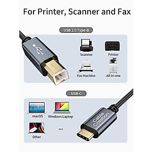 CableCreation USB Printer Cable 15FT Bundle with USB C Printer Cable 15FT
