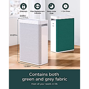 Purivortex Air Purifiers for Home Large Room, CADR 300m³/h with Air Quality Monitoring and Washable Pre-filter, Efficient 99.97% Dust, Smoke, Pet Dander, Odors and Pollen, Ozone Free