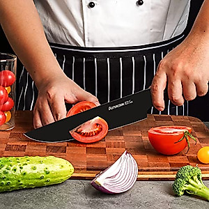 Astercook Chef Knife, 8 Inch Pro Kitchen Knife Dishwasher Safe, High Carbon German Stainless Steel Chef's Knives with Ergonomic Handle, Elegant Black, Best Gifts