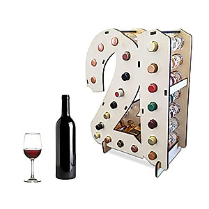 Mini Liquor Bottle Holder 21st Birthday Mini Liquor Bottle Holder Holds 21 Mini Bottles Birthday Gift for Girl Iron Wine Rack Wall Showcase (A, One Size)