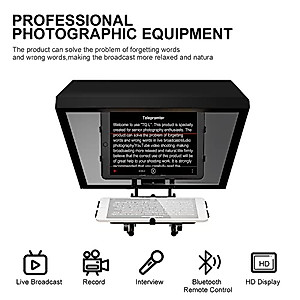 GVM Teleprompters for ipad Tablet DSLR Camera Portable 18'' Teleprompter Kit with Remote Control & App,Solid Aluminum Constructions,Colorless Spectroscope,Ultra HD Wide-Angle Lens