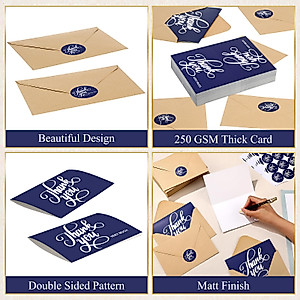 Fulmoon 200 Pack Thank You Cards with Envelopes and Matching Stickers 4x6 Blank Thank You Cards Bulk Thank You Notes for Wedding Small Business Baby Bridal Shower(Blue)