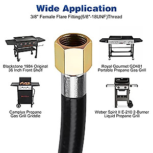 WADEO 12 FT Propane Quick Connect Hose for RV to Gas Grill, 1/4" Quick Connect Hose Converter Replacement for 1 LB Throwaway Bottle Connects 1 LB Portable Appliance to RV 1/4" Female Quick Disconnect
